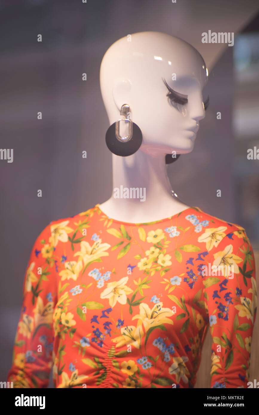 Womenswear fashion shop window ladies store mannquins dummies wearing ...
