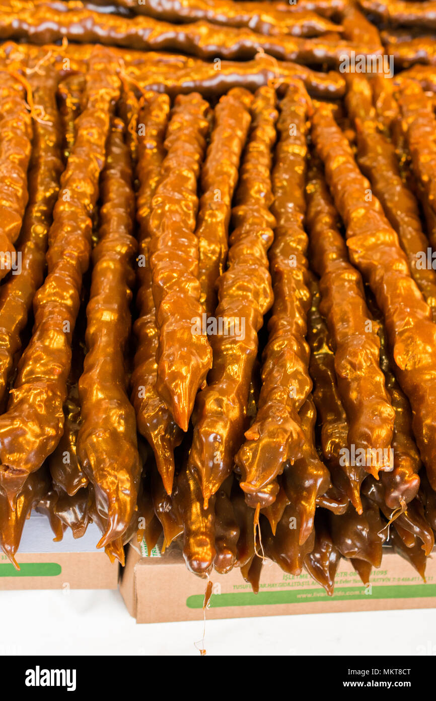 Turkish style fruit dried pulp as snack food Stock Photo - Alamy