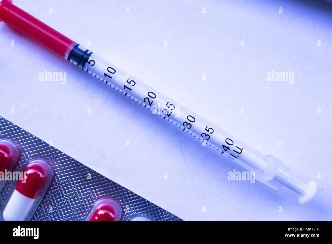 Medical prescription drug pills blister pack of red and white ...