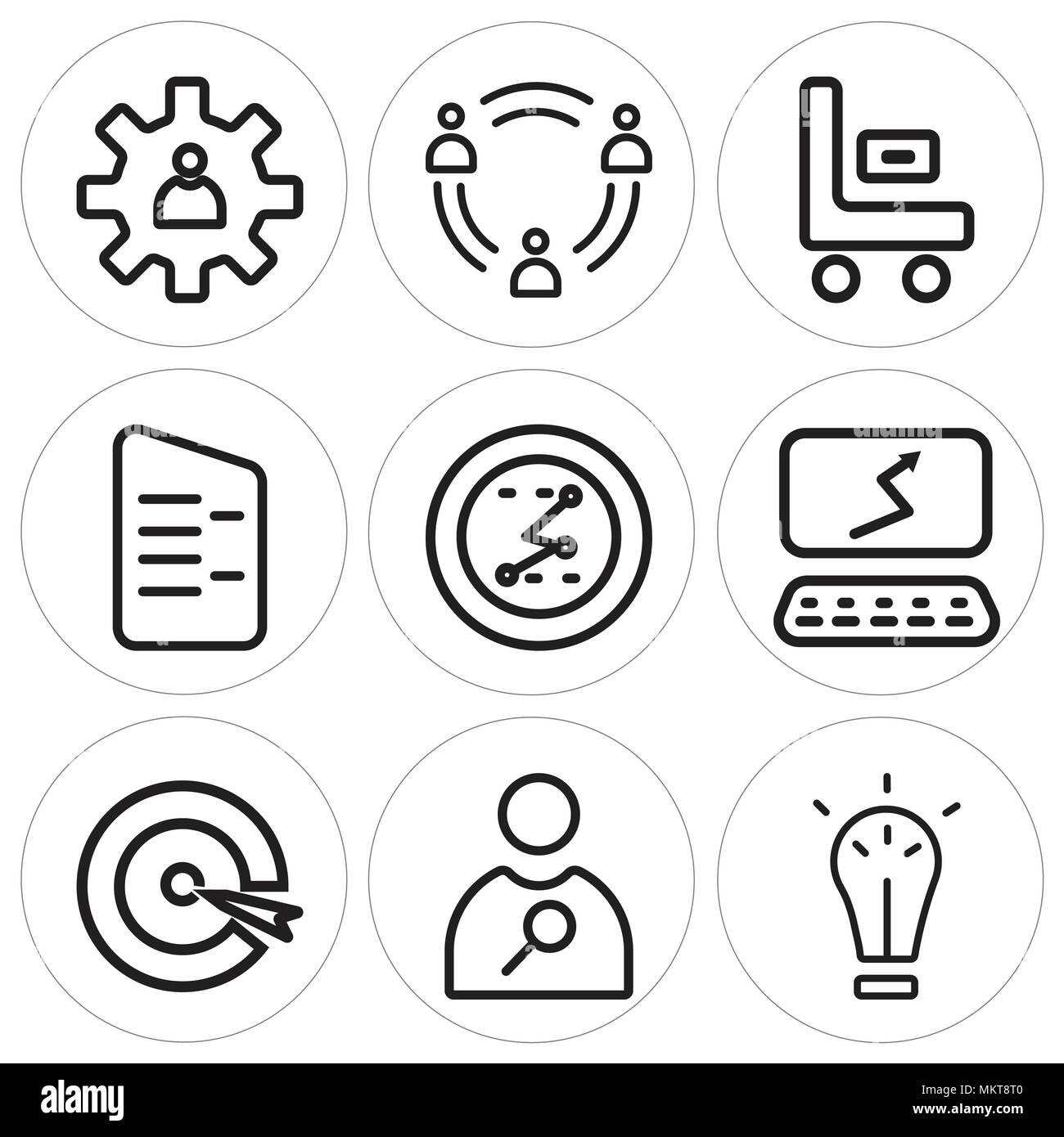 Set Of 9 Simple Editable Icons Such As Idea Search Target Laptop