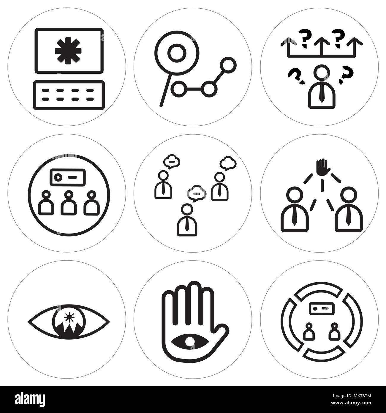 Set Of 9 simple editable icons such as Conference, Focus, Goal, Leader ...