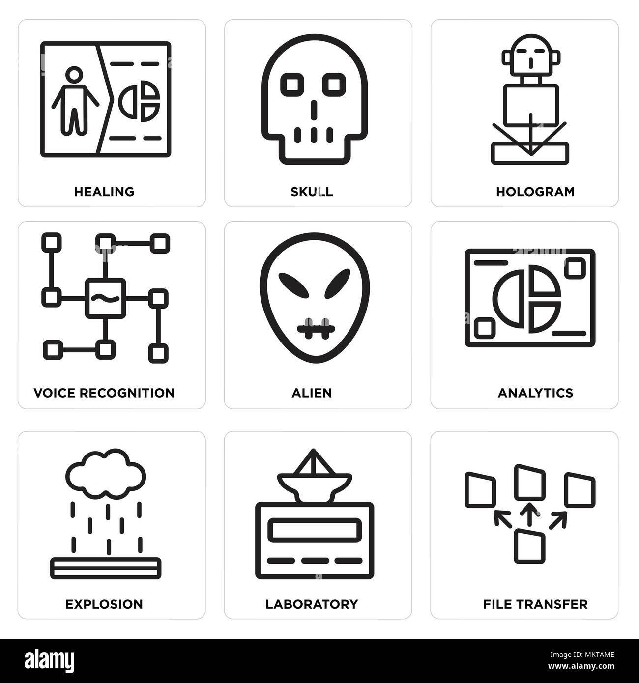 Set Of 9 simple editable icons such as File transfer, Laboratory ...