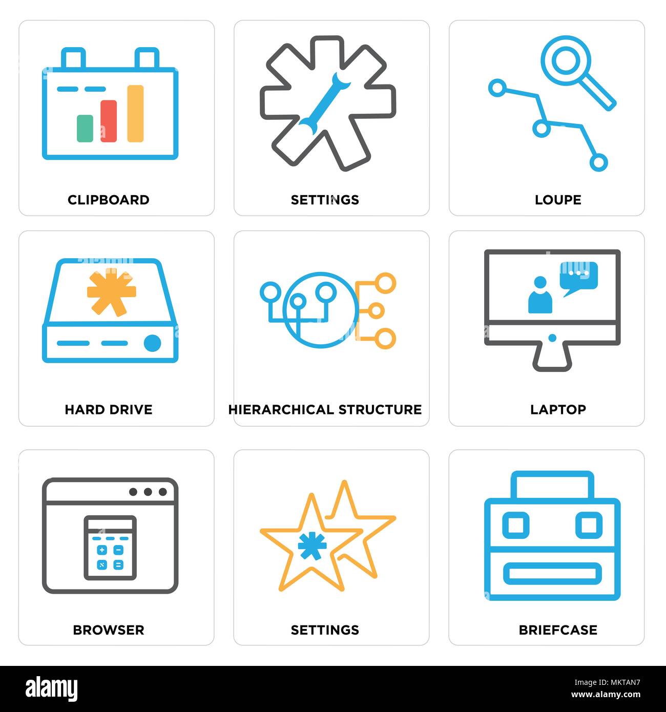 Set Of 9 Simple Editable Icons Such As Briefcase Settings Browser