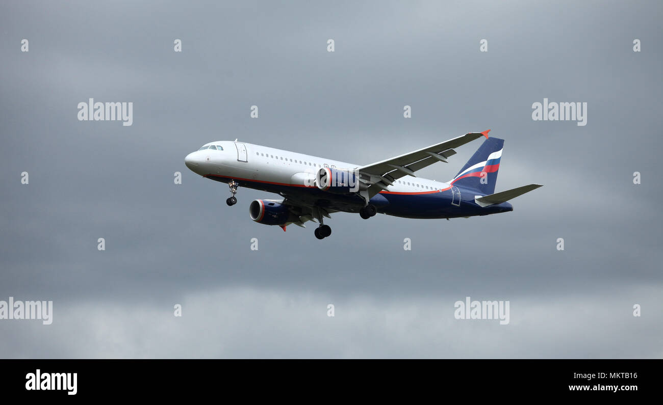 Airbus in the flight bottom view Stock Photo - Alamy