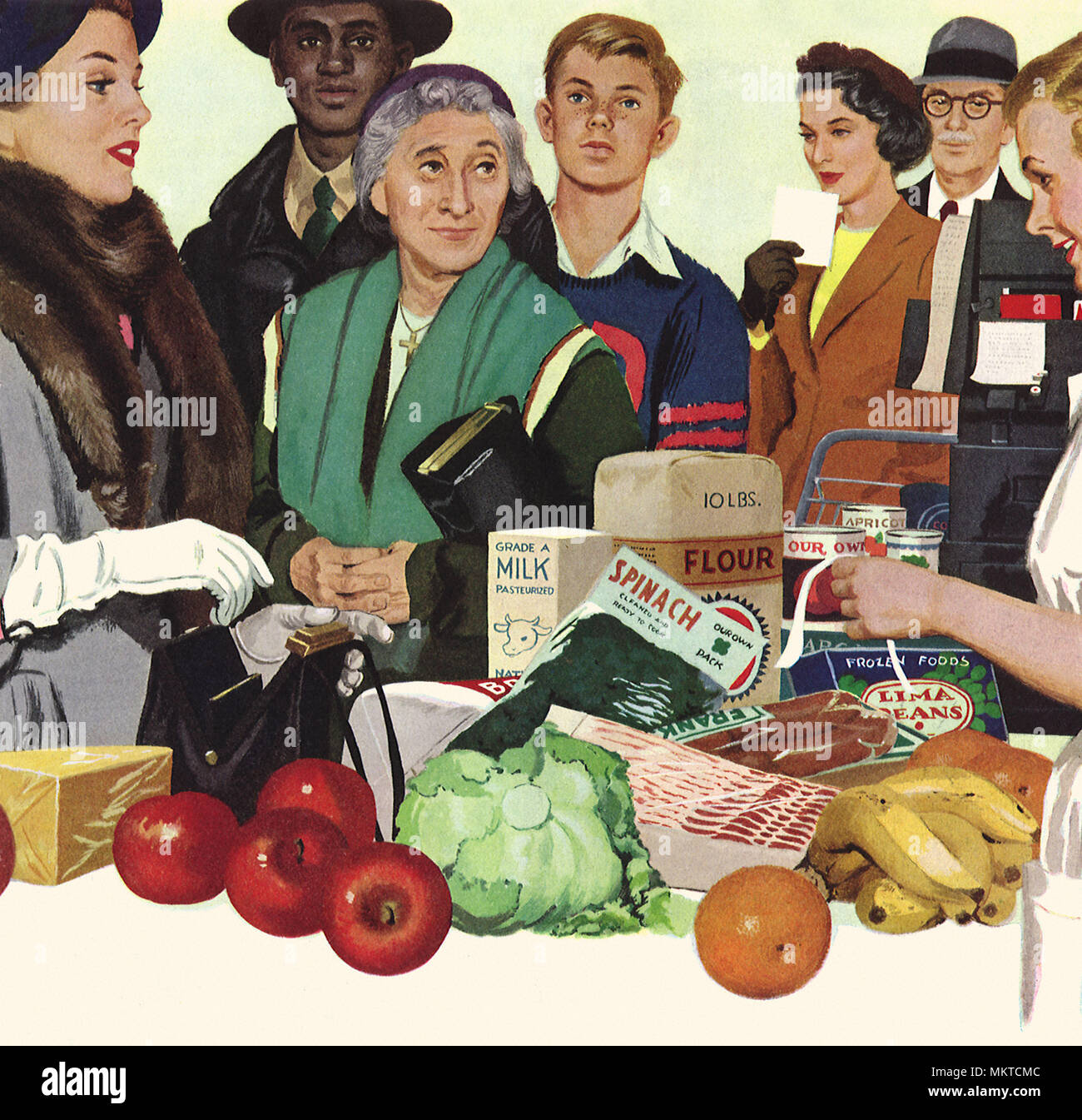 Customers in Line at Supermarket Stock Photo - Alamy