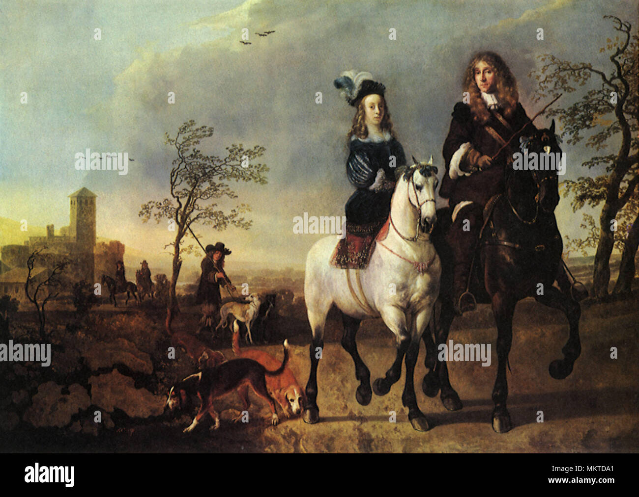 Lady and Gentleman on Horseback Stock Photo - Alamy