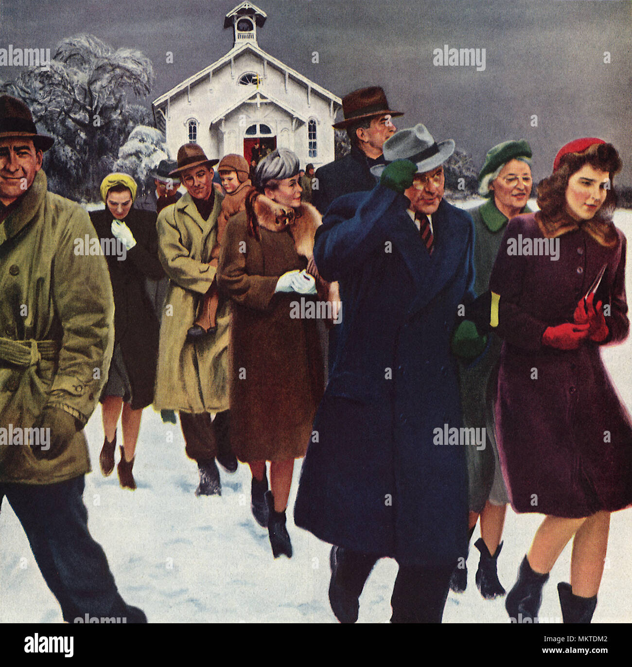 People returning from Church Stock Photo - Alamy