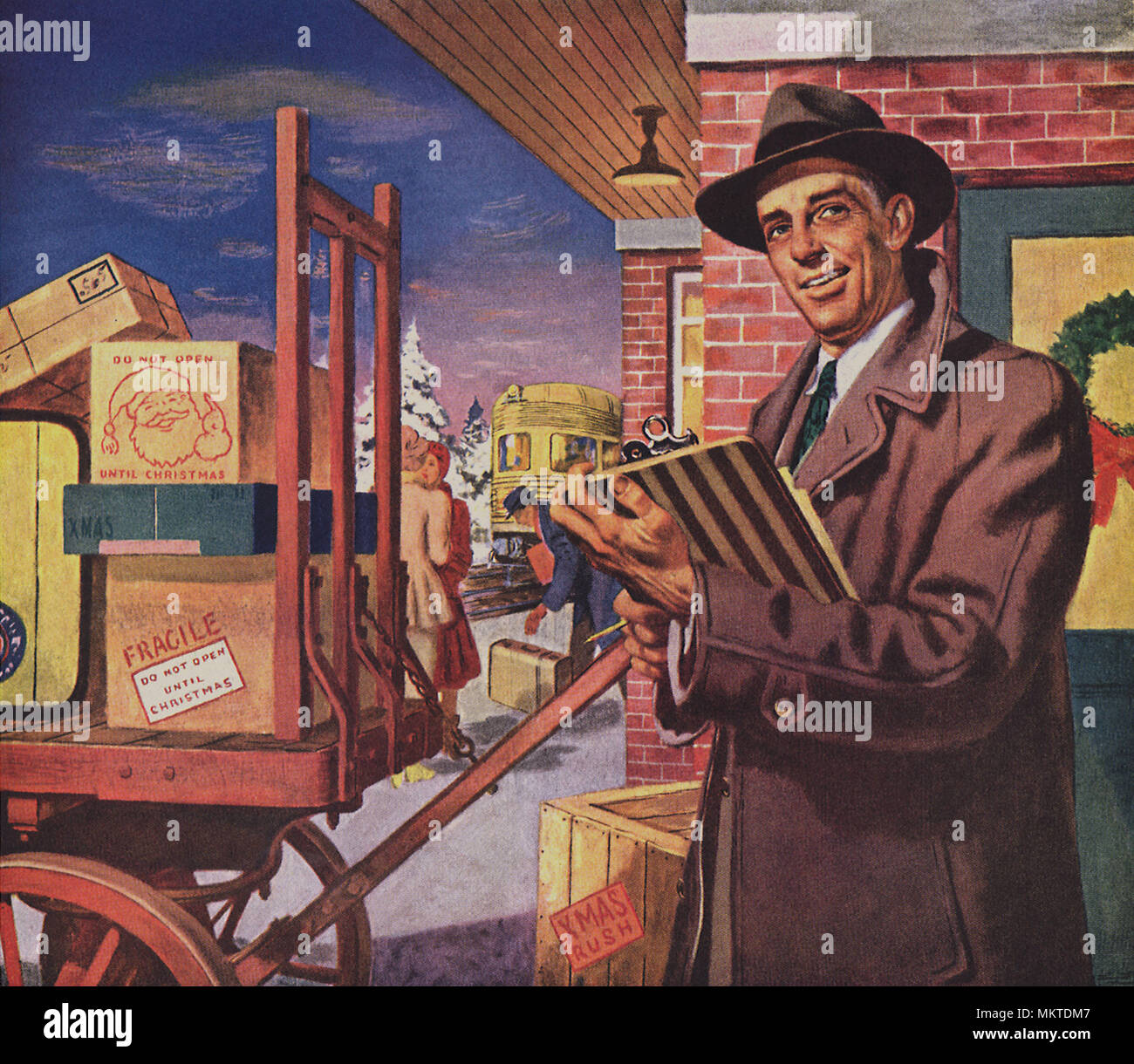 Railroad Agent checking Mail Stock Photo - Alamy