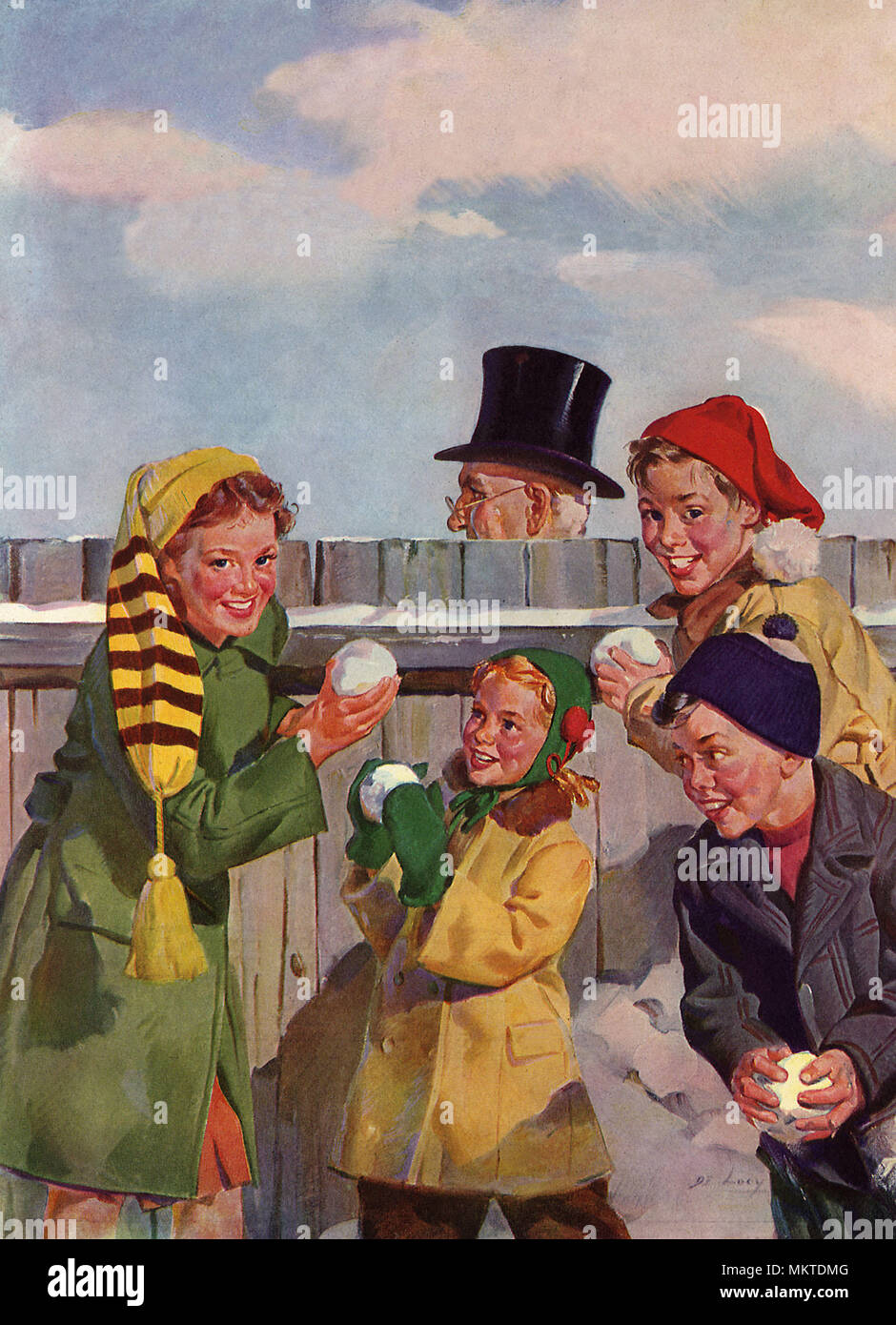Children throw snowballs hi-res stock photography and images - Alamy