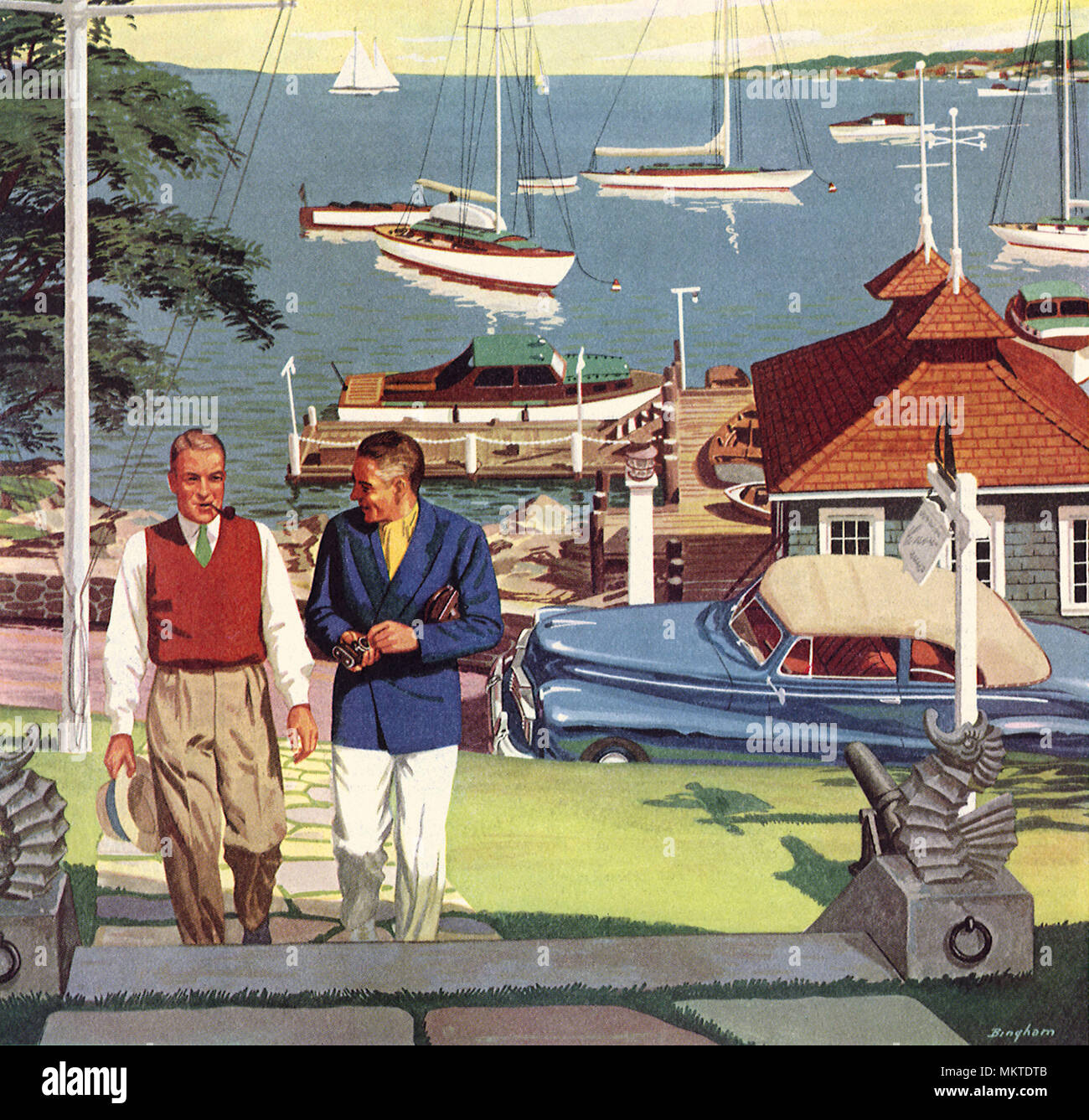 Two Men return from Boating Stock Photo - Alamy