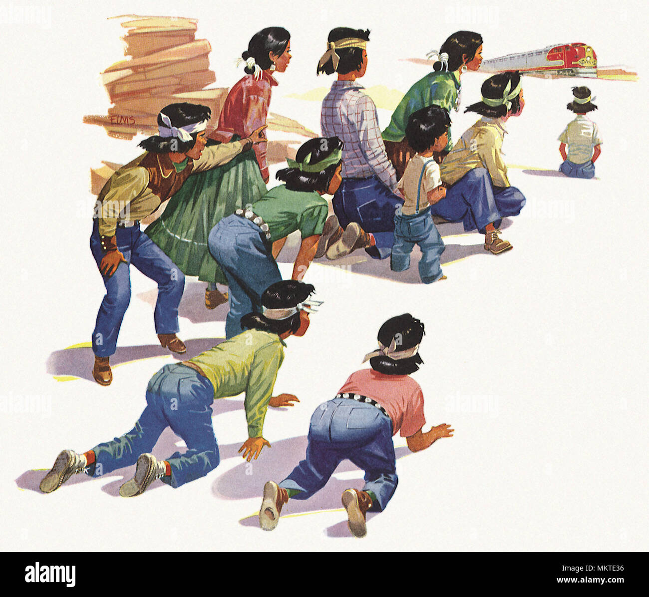 Indian Kids watch Train from a Distance Stock Photo - Alamy