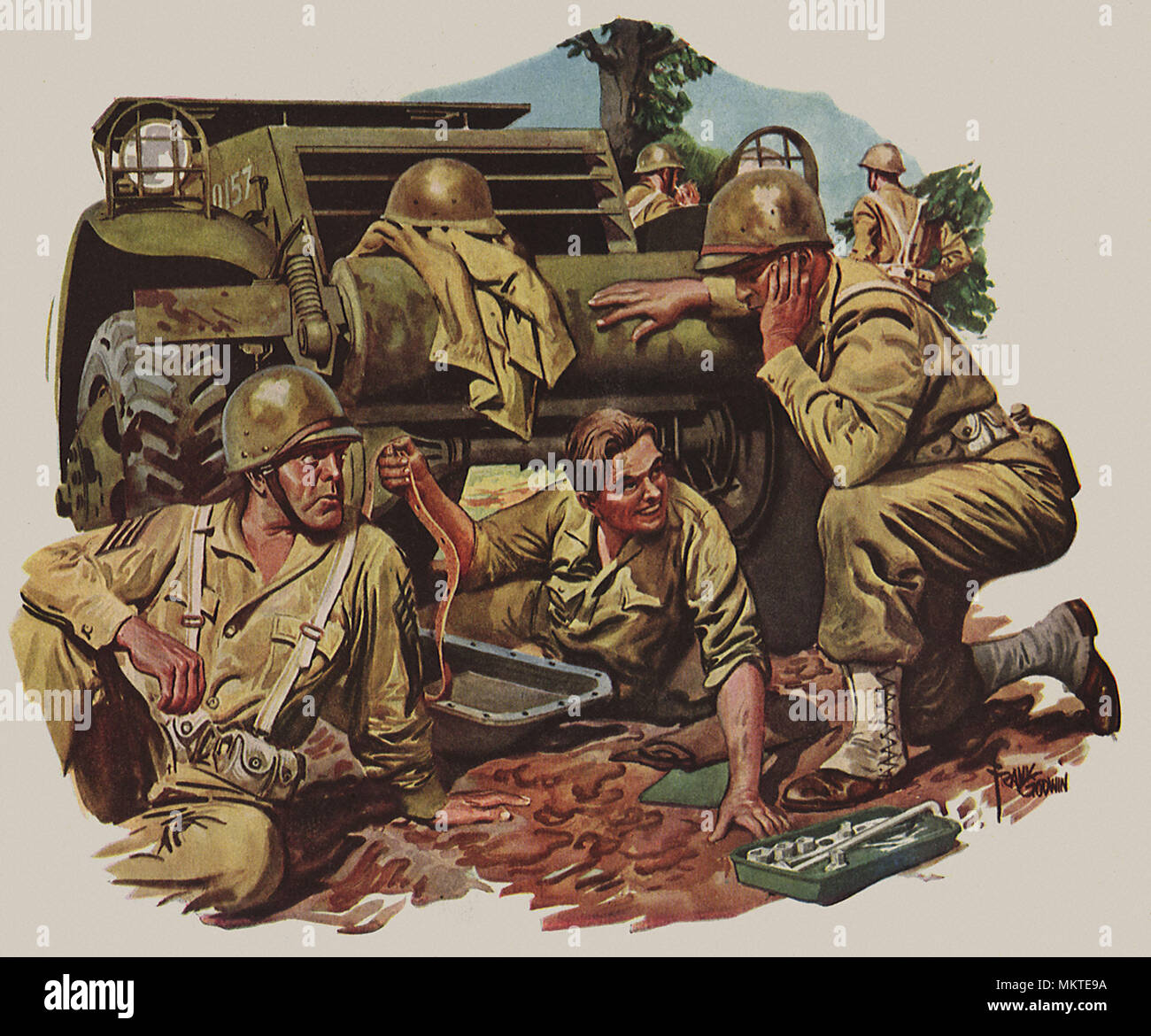 Army Soldier fixing Jeep Stock Photo - Alamy