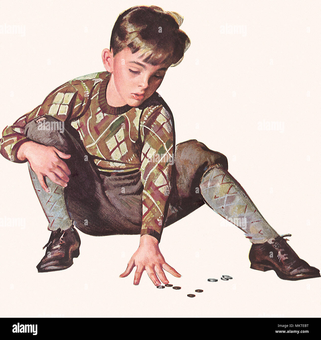 Little Boy Playing with Coins Stock Photo - Alamy