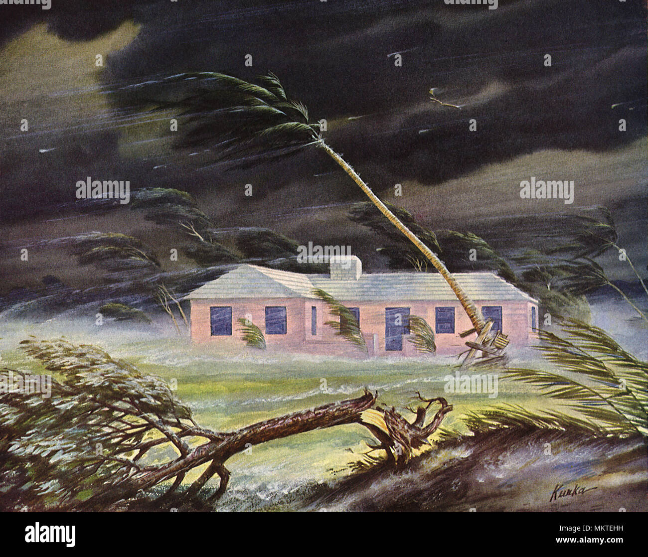 Pink House in Hurricane Stock Photo - Alamy