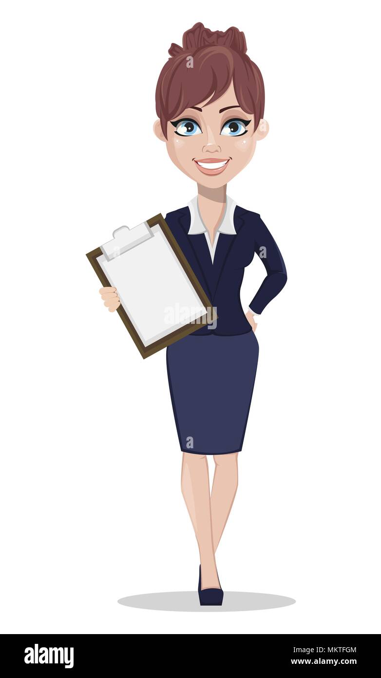Businesswoman cartoon character. Beautiful business woman in office ...