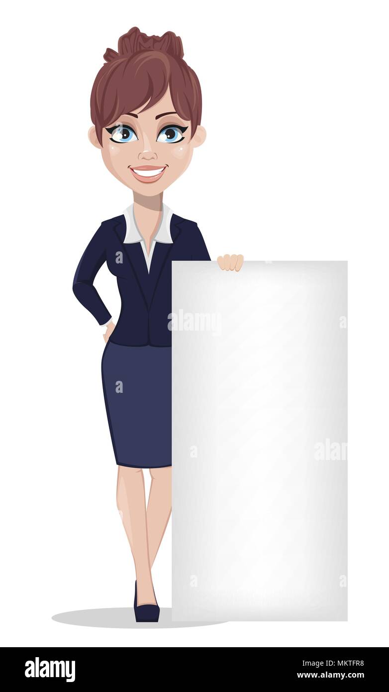 Businesswoman cartoon character. Beautiful business woman in office ...
