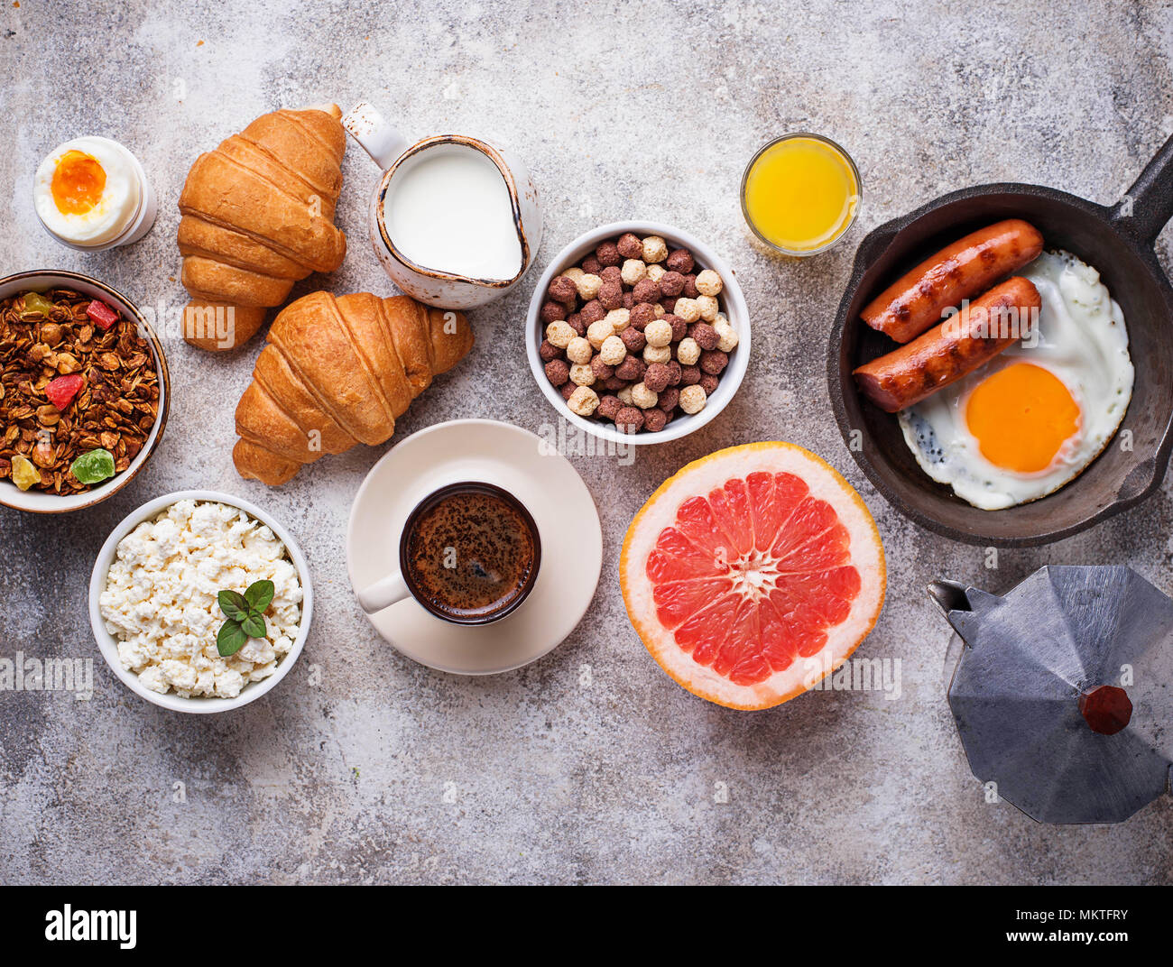 Set of various healthy breakfast. Top view Stock Photo - Alamy