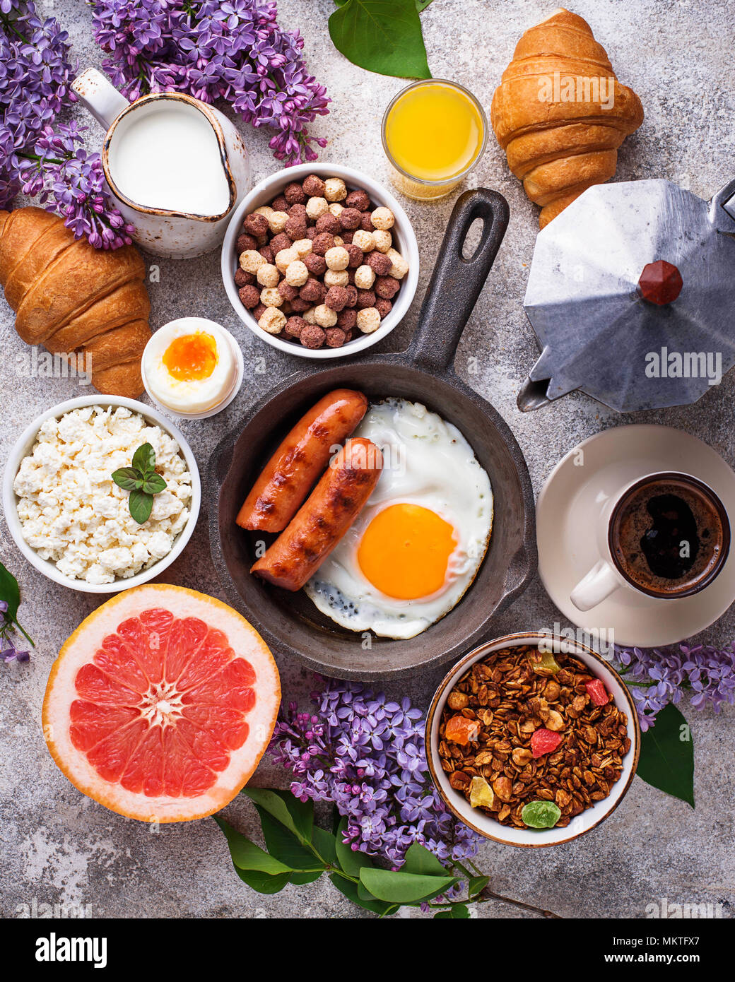 Set of various healthy breakfast. Top view Stock Photo - Alamy