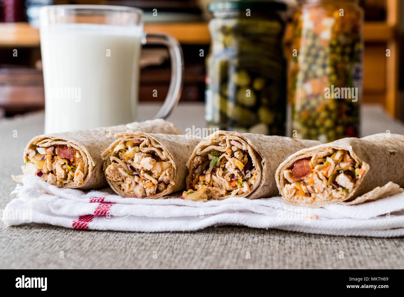 Chicken shawarma durum kebab with ayran or buttermilk / Tantuni. fast ...