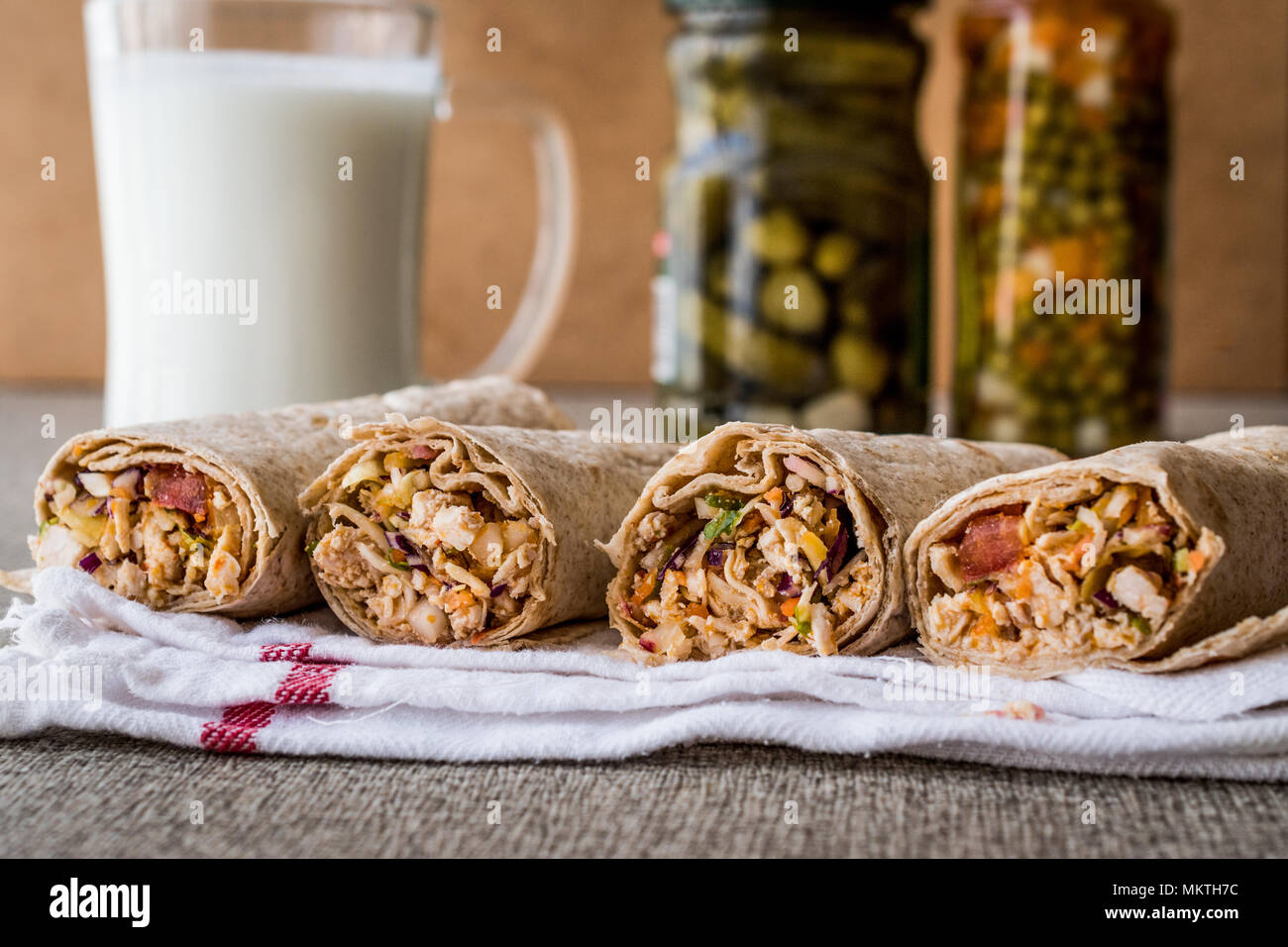 Chicken shawarma durum kebab with ayran or buttermilk / Tantuni. fast ...