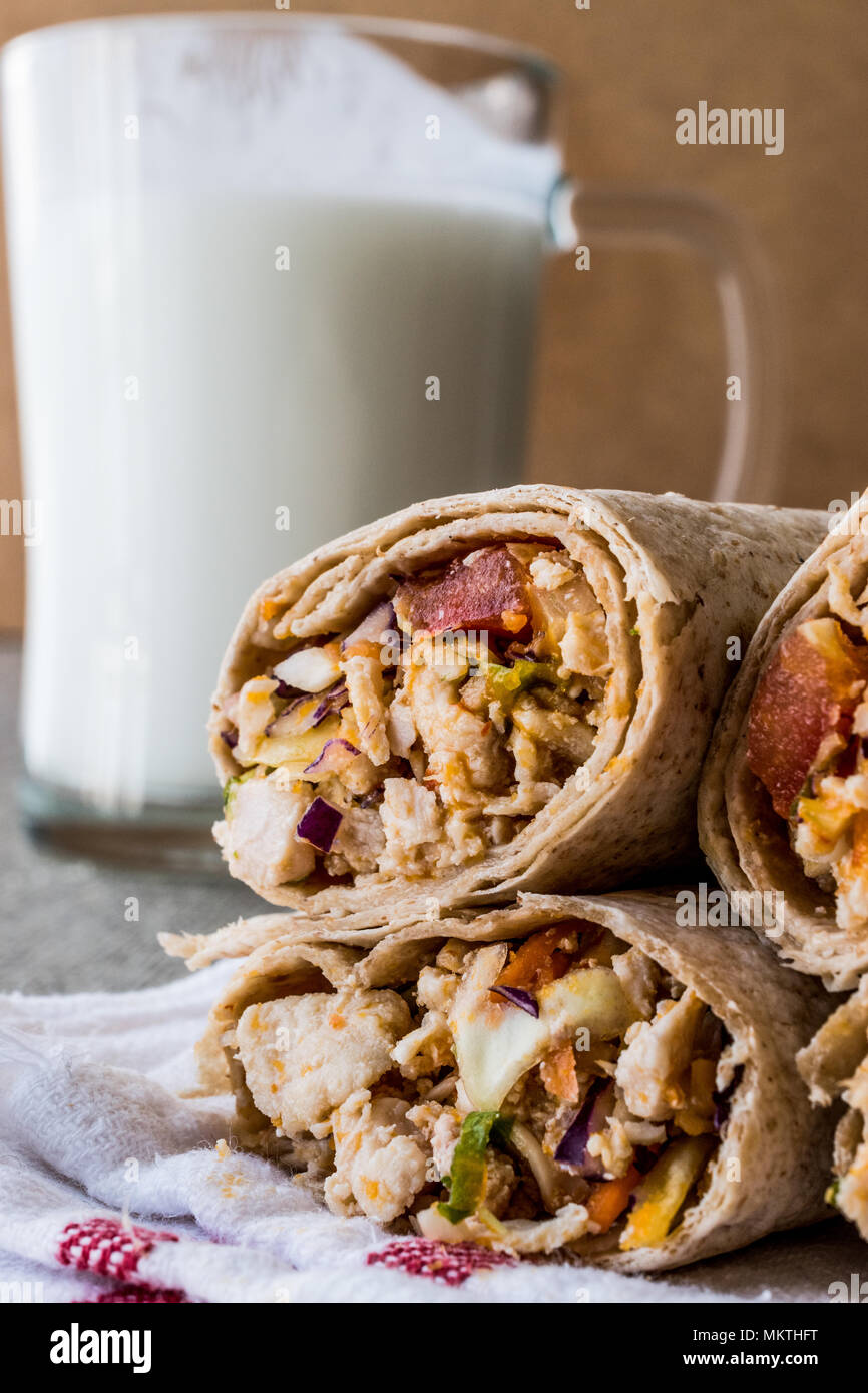Chicken shawarma durum kebab with ayran or buttermilk / Tantuni. fast ...
