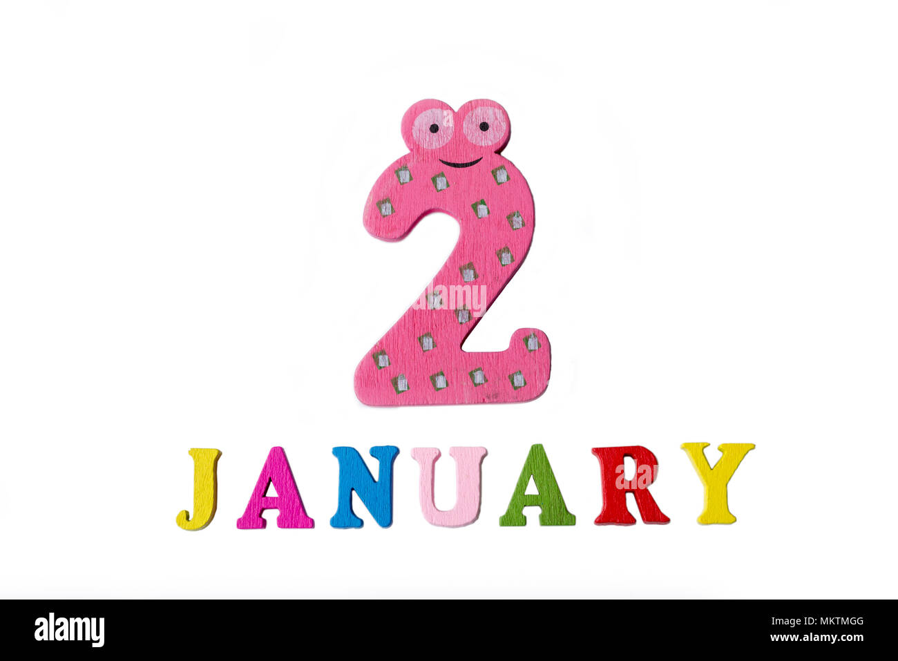 January 2, on a white background, numbers and letters. Calendar Stock ...