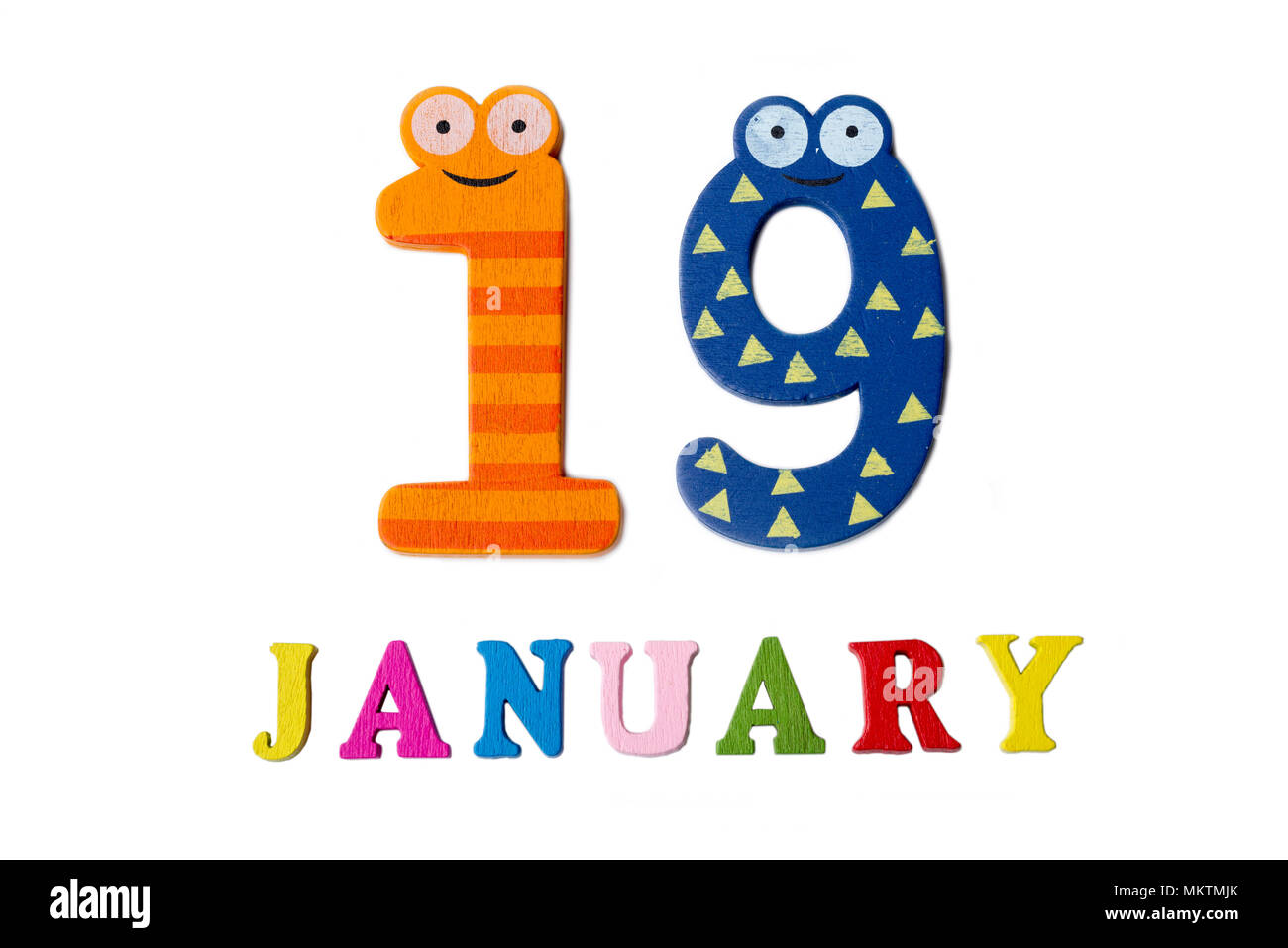 On 19 January, on a white background, numbers and letters. Calendar ...