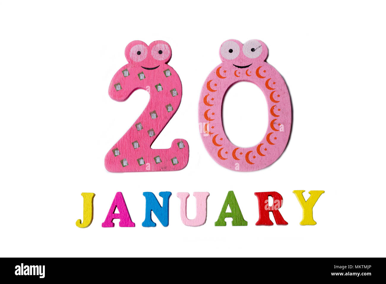 On 20 January, on a white background, numbers and letters. Calendar ...