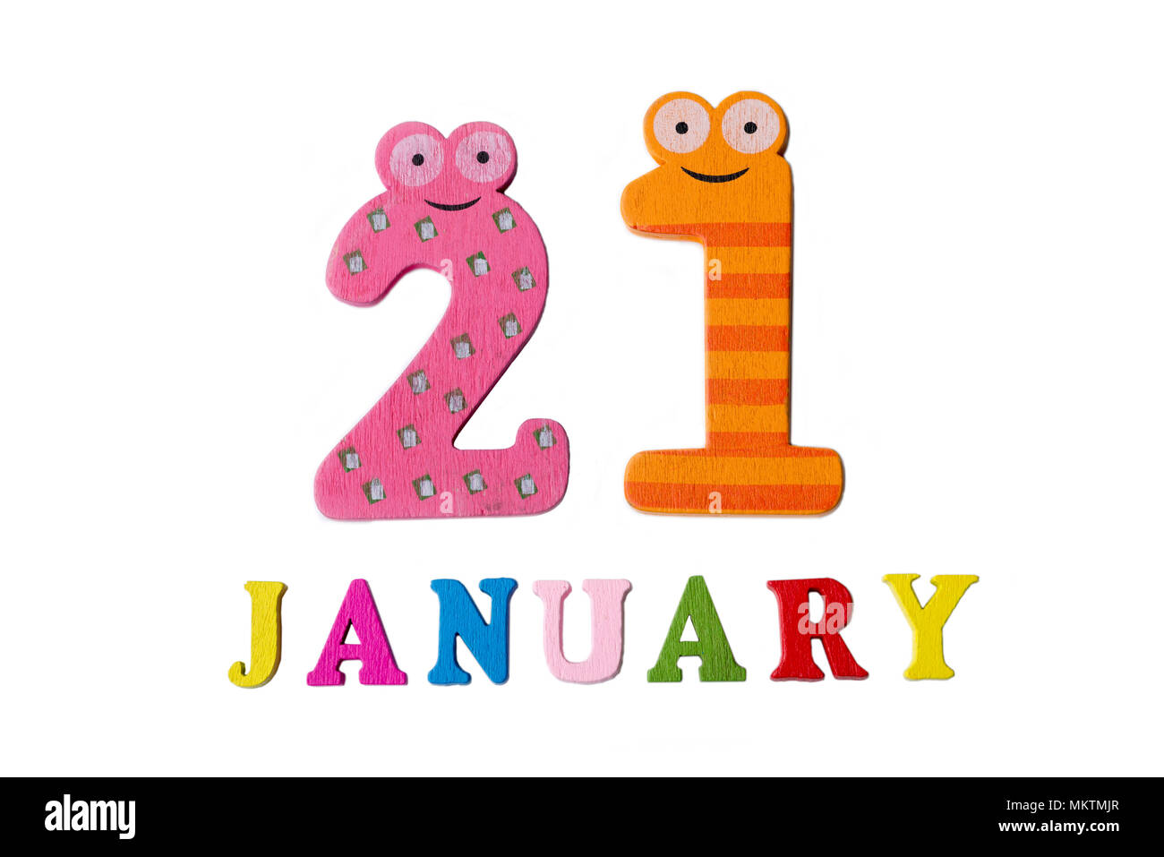 January 21 on white background, numbers and letters. Calendar Stock ...
