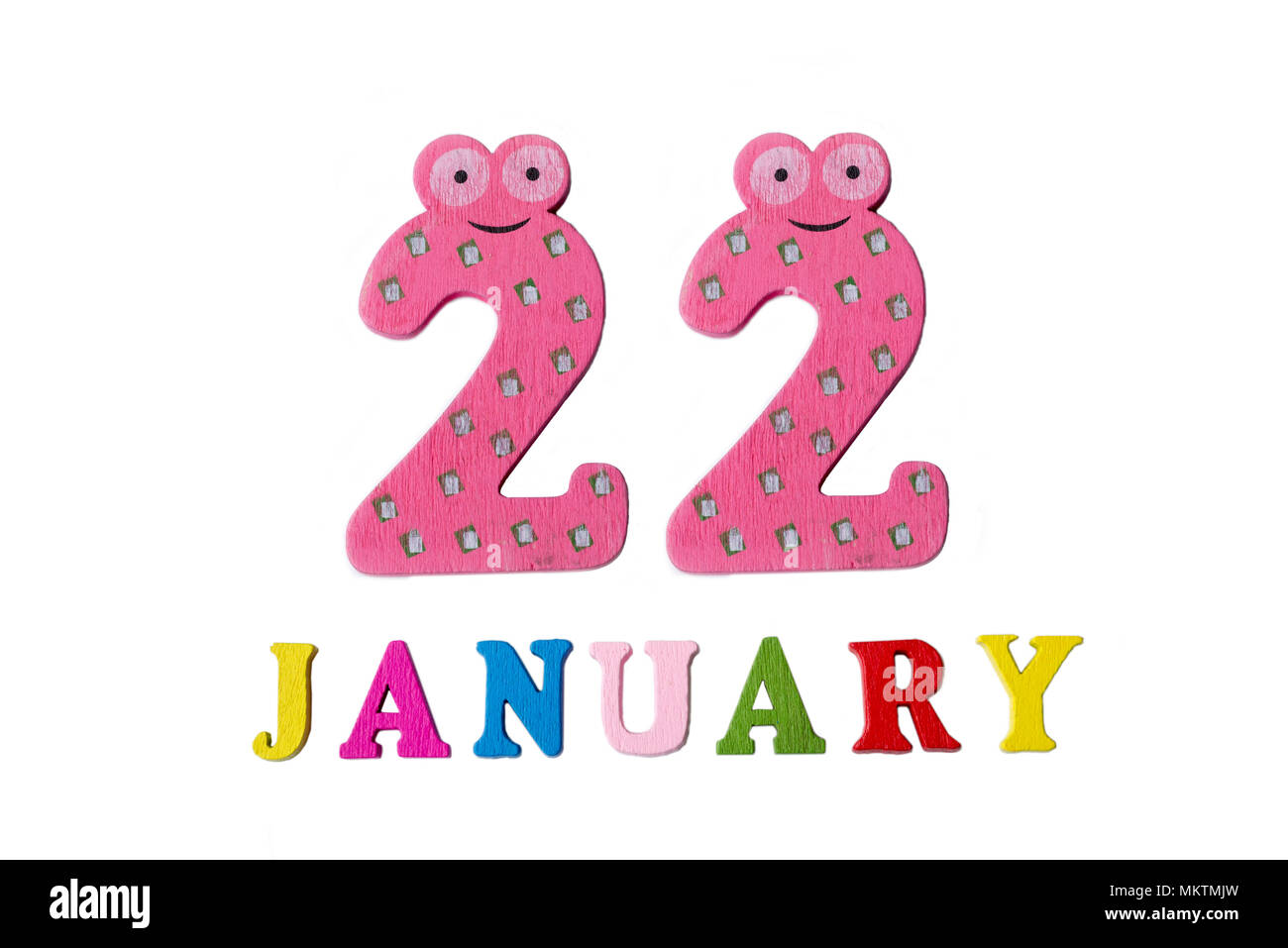 January 22 on white background, numbers and letters. Calendar Stock ...