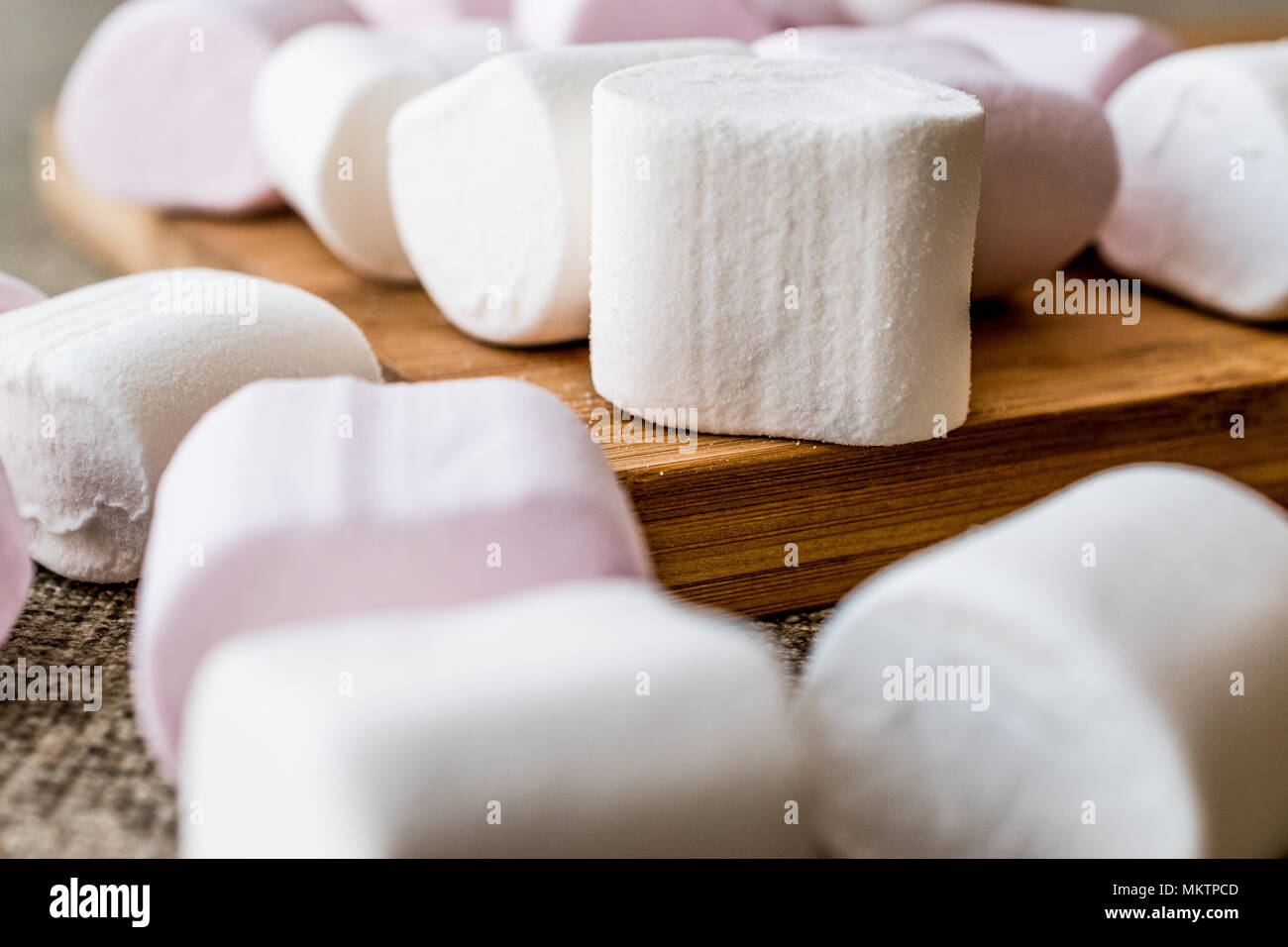 Stack of Marshmallows on wooden surface. dessert concept Stock Photo ...