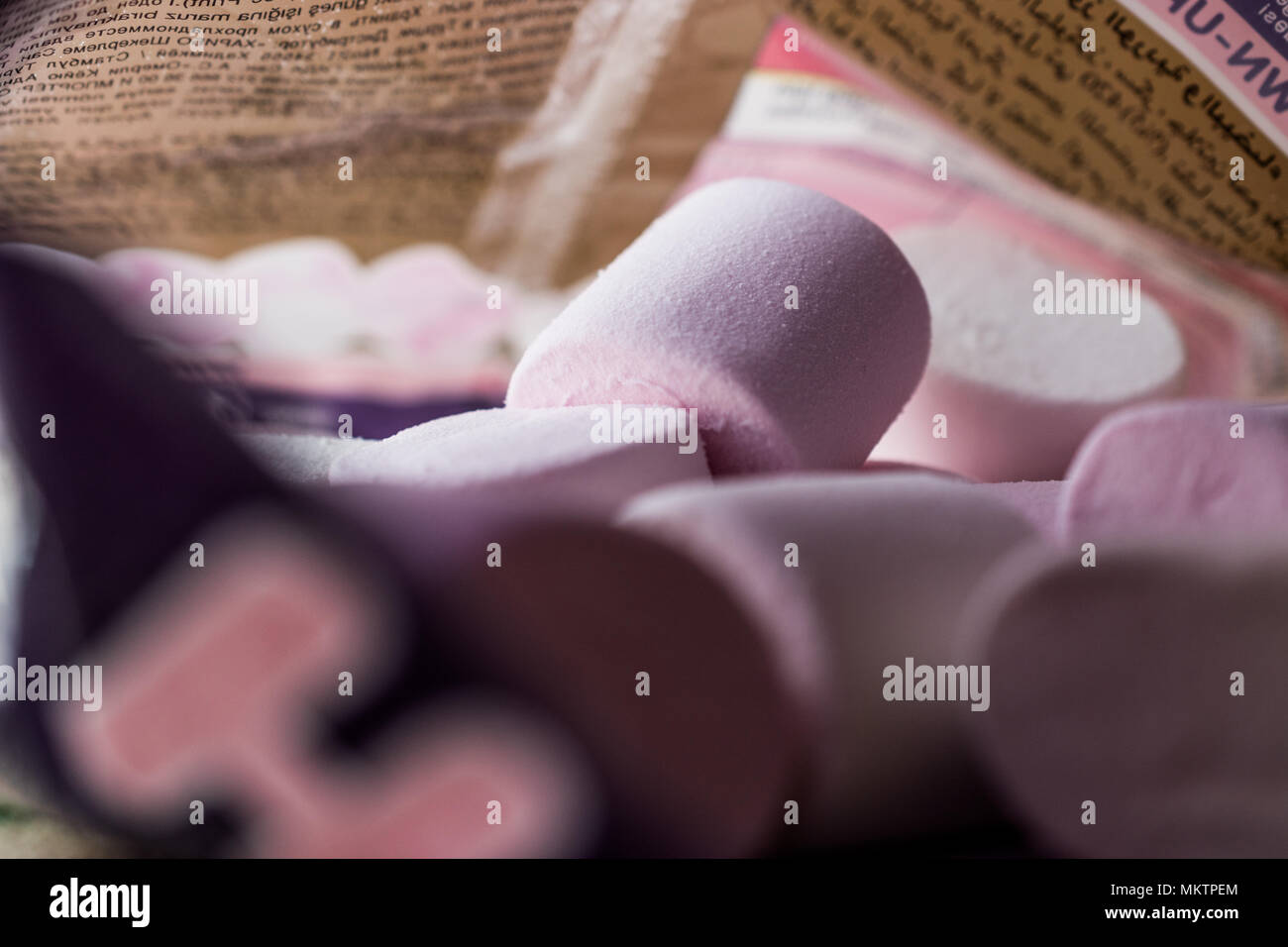 Stack of Marshmallows in package. dessert concept Stock Photo - Alamy
