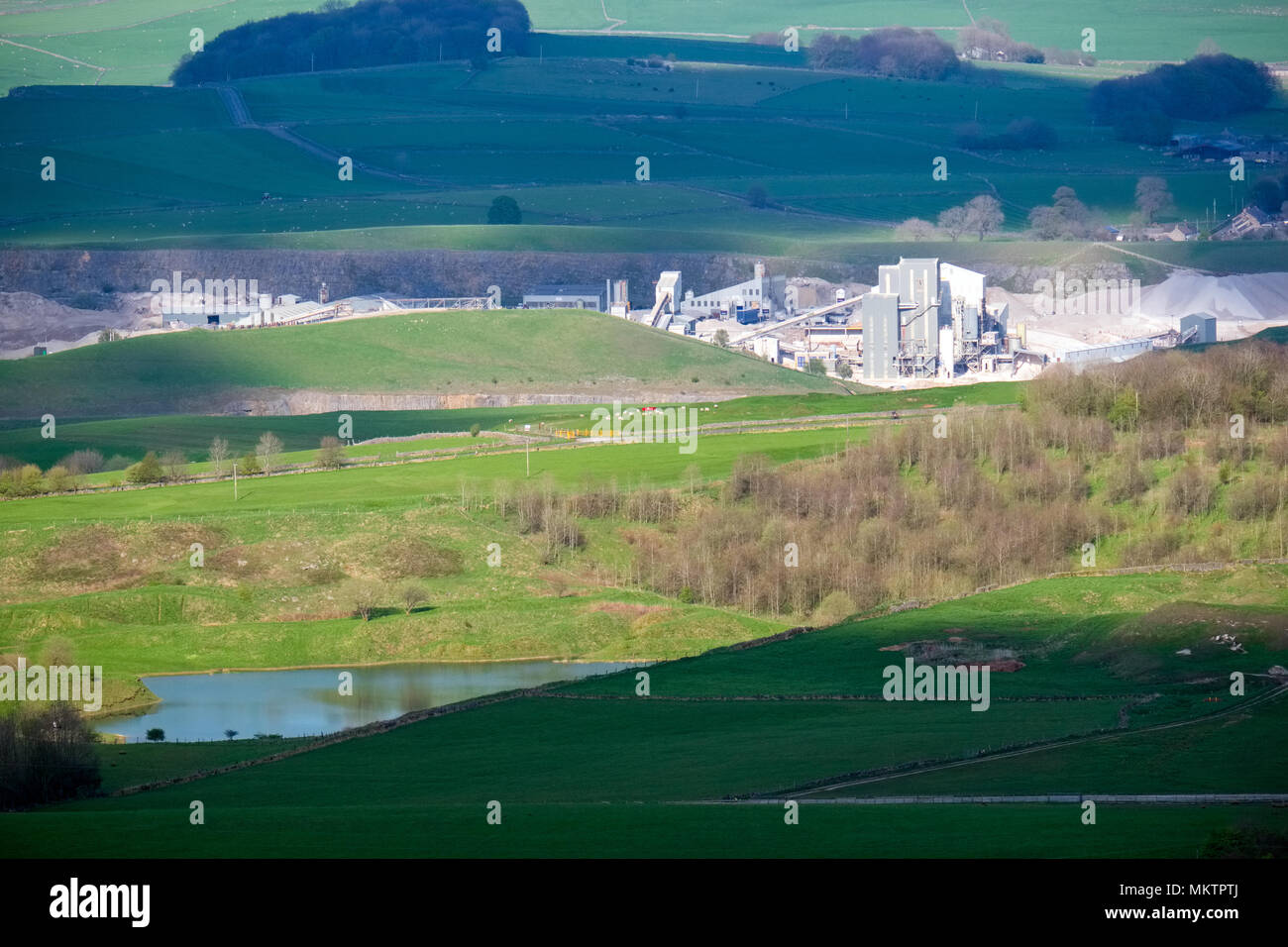 Limestone quarry quarry in countryside near Dove Holes in Derbyshire ...