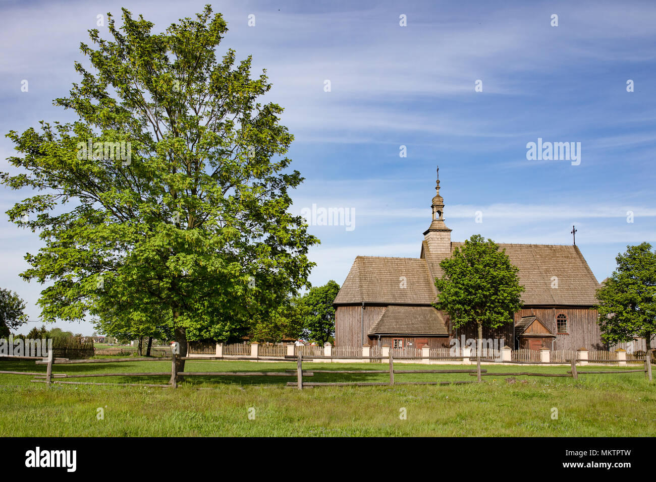 Traditional old polish countryside wooden catholic church. Open air ...