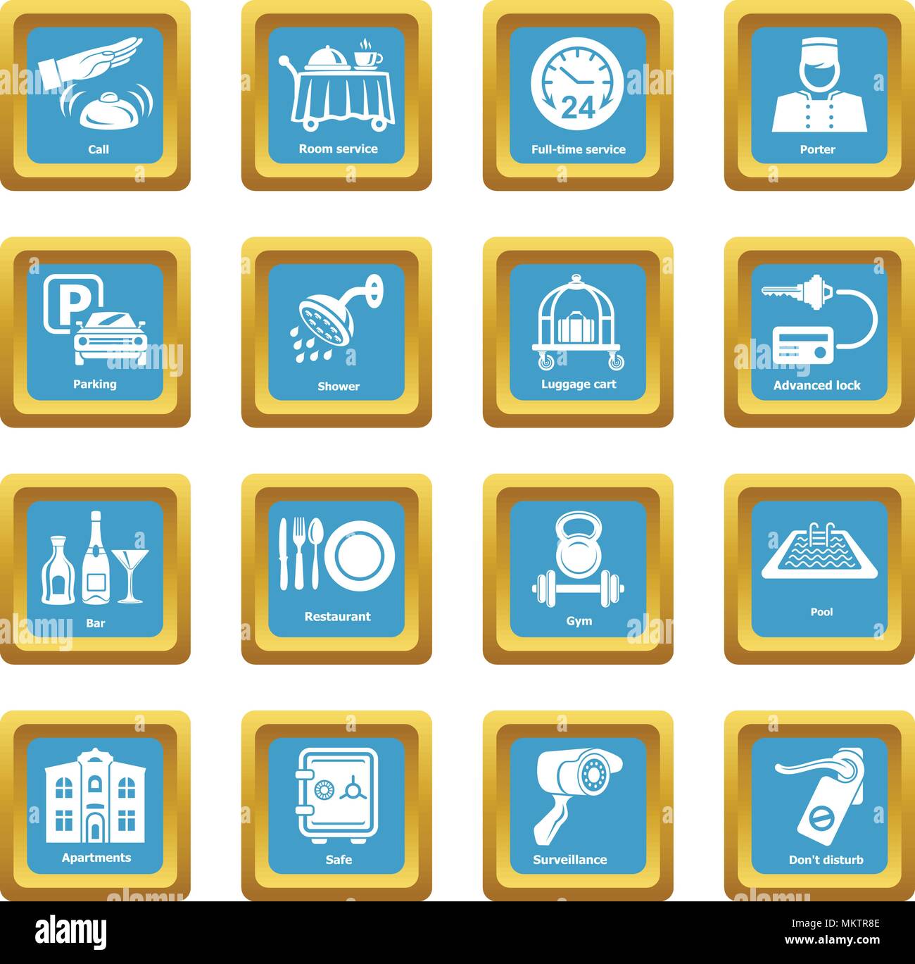 Hotel service icons set sapphirine square vector Stock Vector Image ...