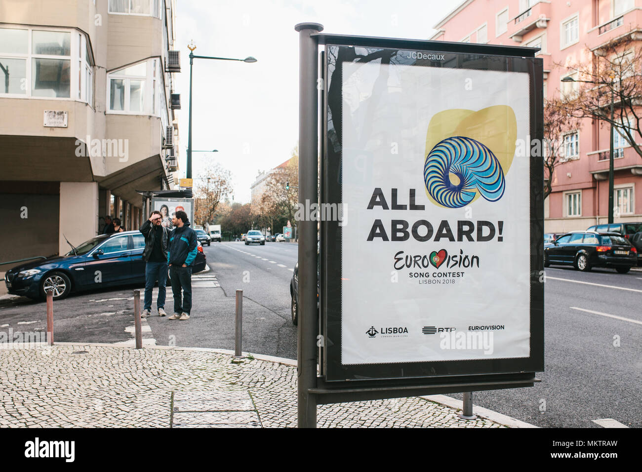 Lisbon, April 24, 2018: Photo of the image with official Eurovision ...