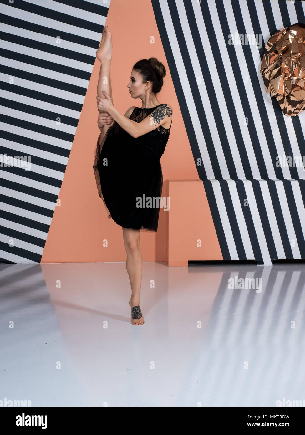 ballet dancer, ballerina performing art dance element with space ...