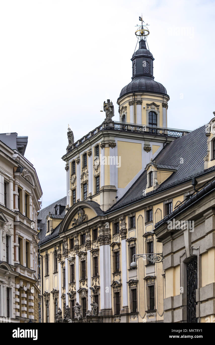 Renovated old university building. Mathematical tower. Gothic and ...
