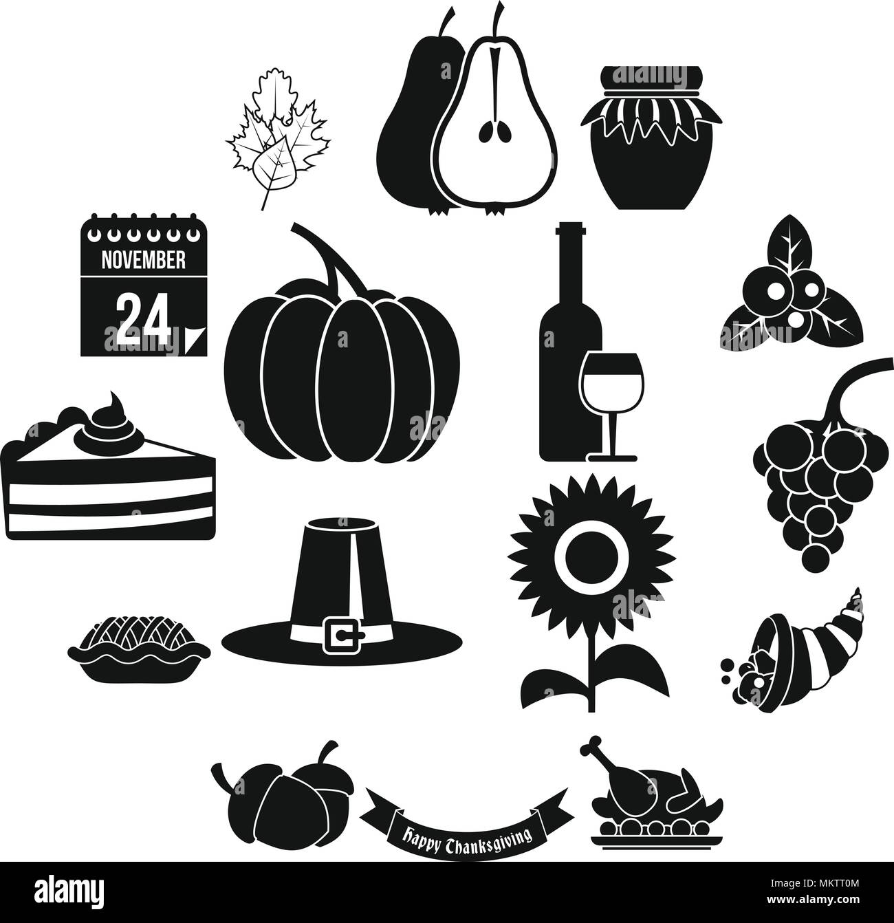 Thanksgiving icons set, simple style Stock Vector Image & Art - Alamy