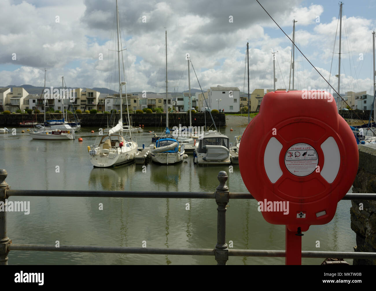 Lifebuoy Housing unit with instructions for use mounted on handrail at ...