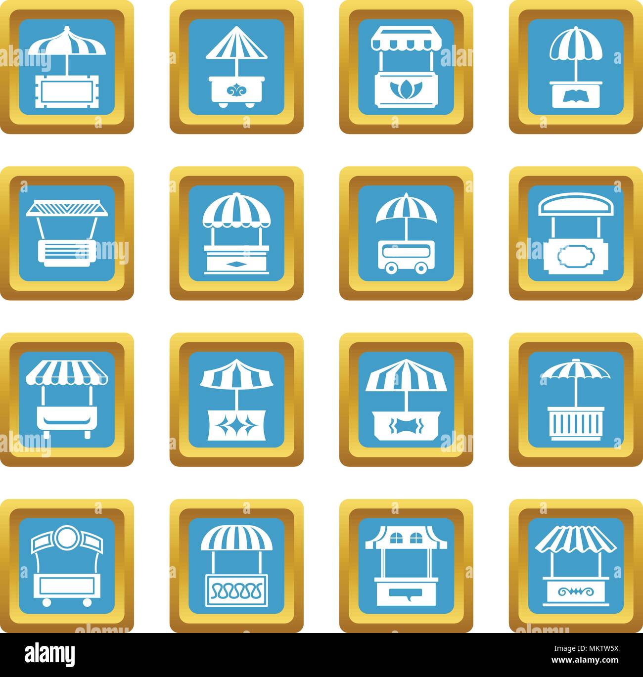 Street food kiosk icons set sapphirine square vector Stock Vector Image ...