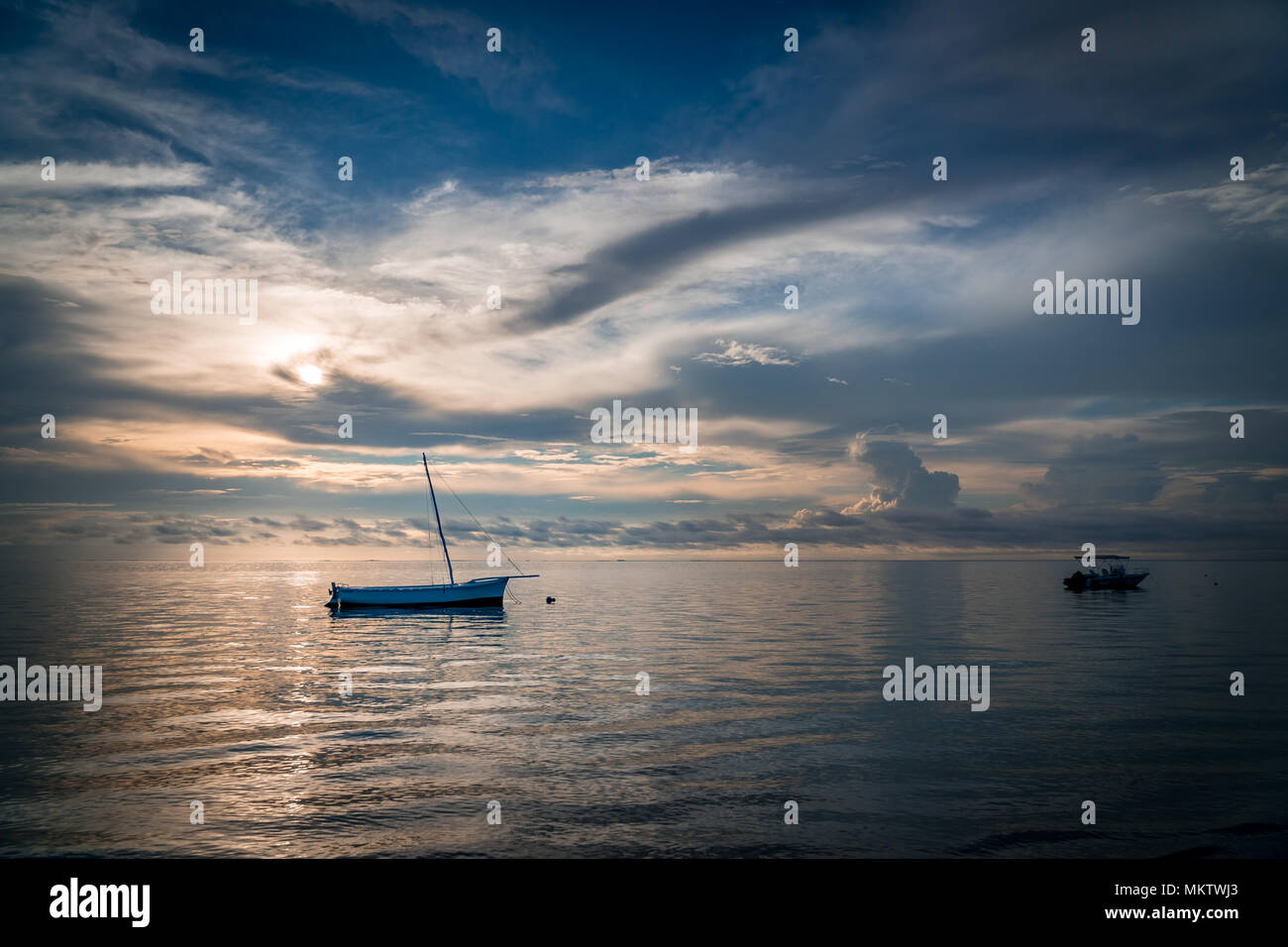 Sunset on the beach on Mauritius island Stock Photo - Alamy