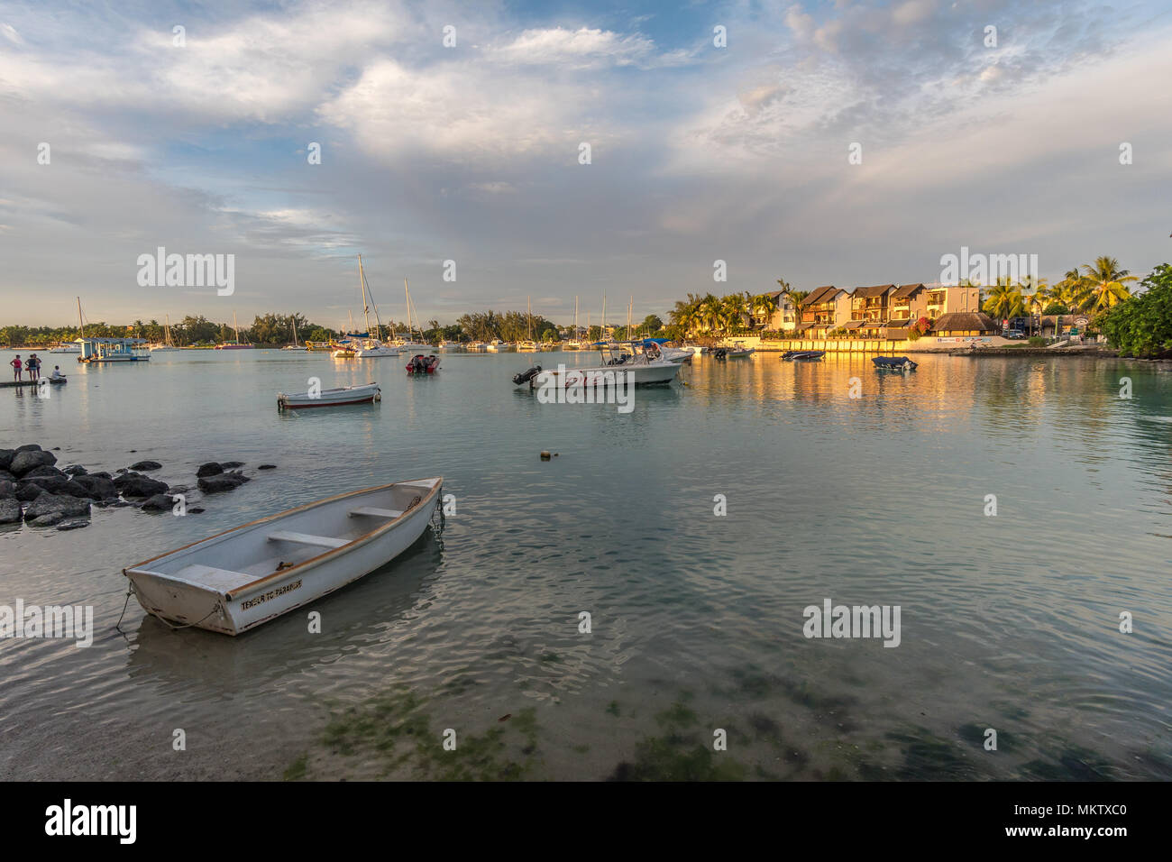 Sunset on the beach on Mauritius island Stock Photo - Alamy