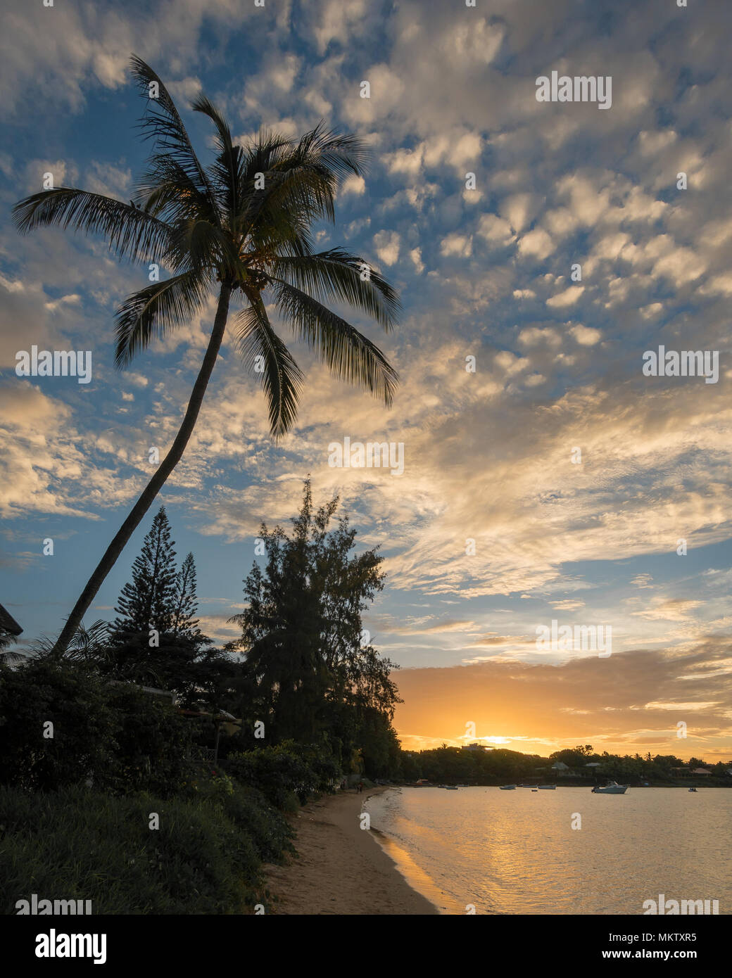 Sunset on the beach on Mauritius island Stock Photo - Alamy