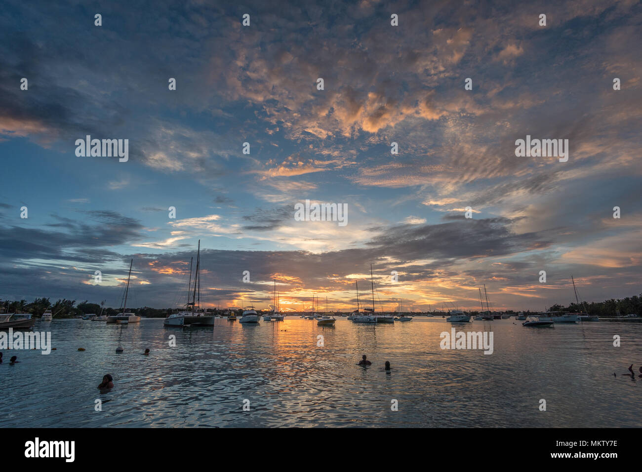 Sunset on the beach on Mauritius island Stock Photo - Alamy