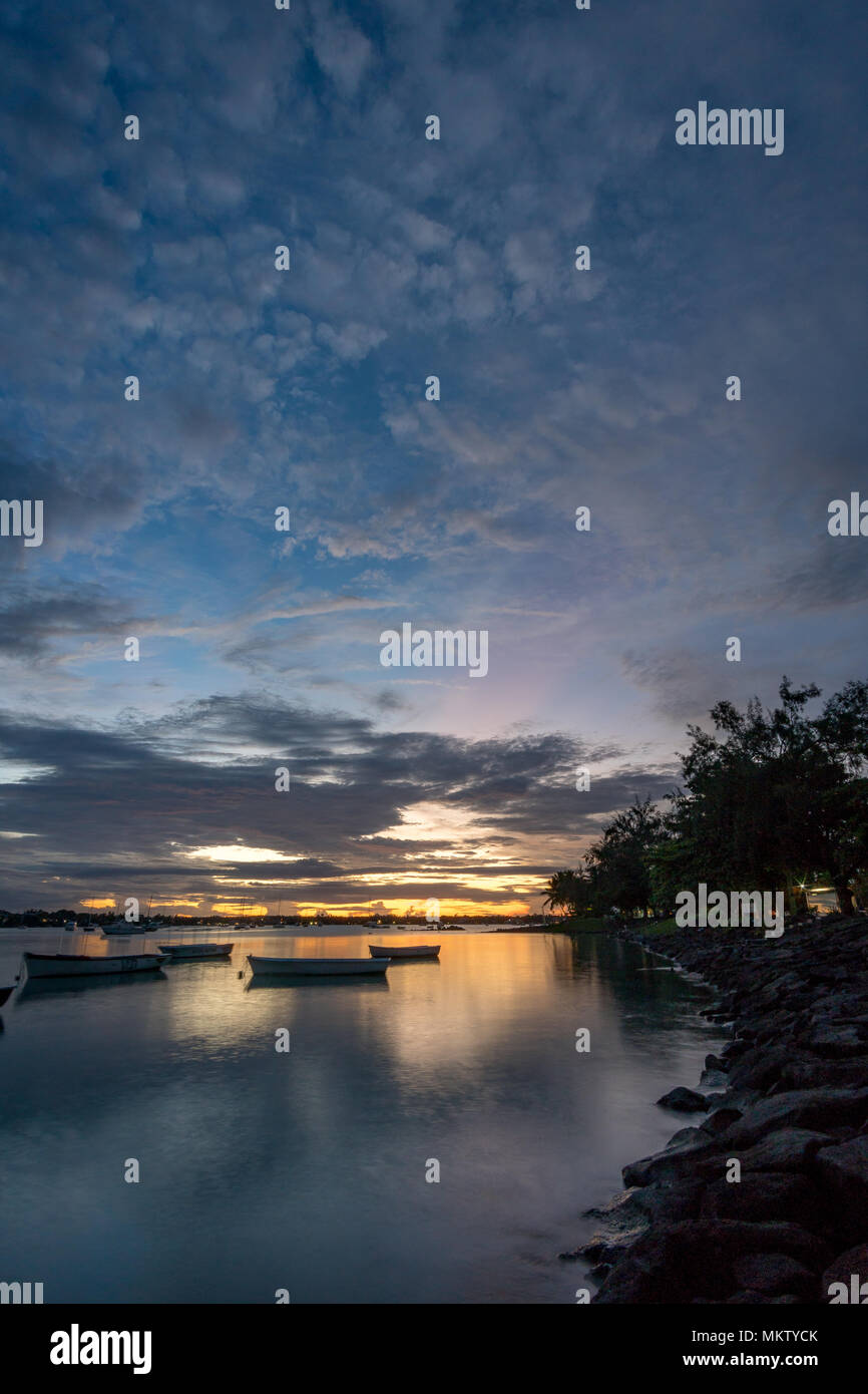 Sunset on the beach on Mauritius island Stock Photo - Alamy