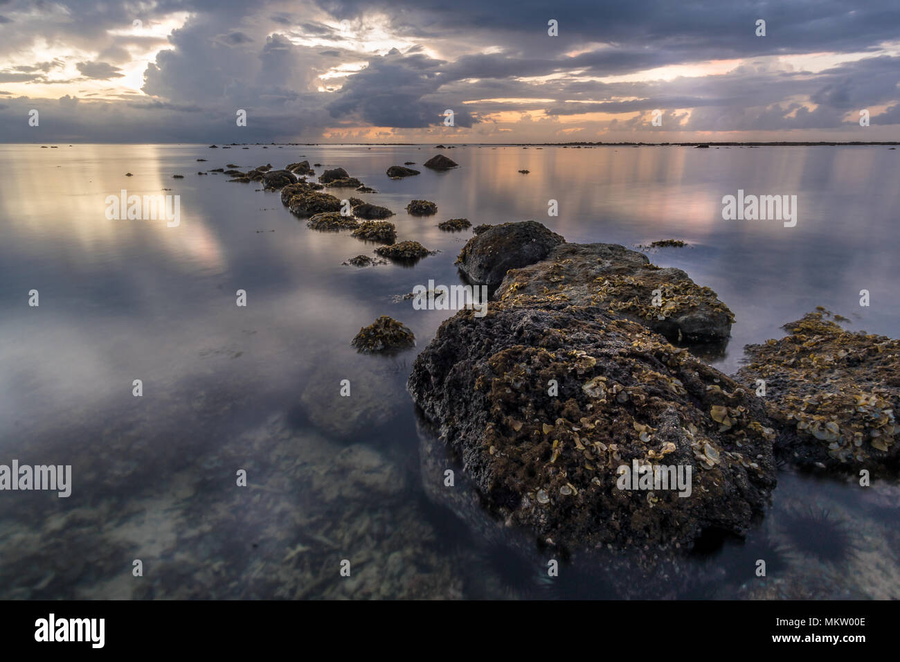Sunset on the beach on Mauritius island Stock Photo - Alamy
