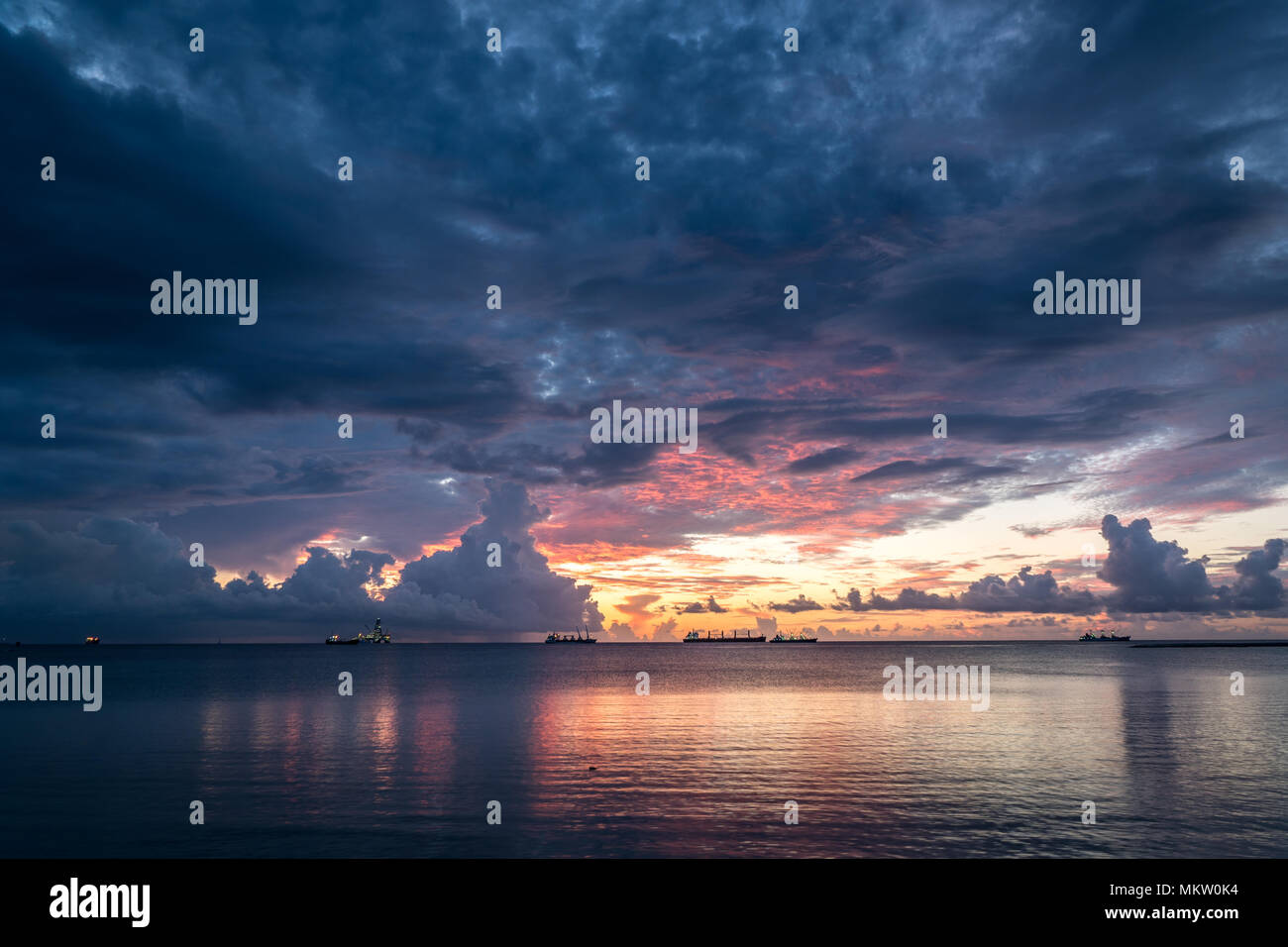Sunset on the beach on Mauritius island Stock Photo - Alamy