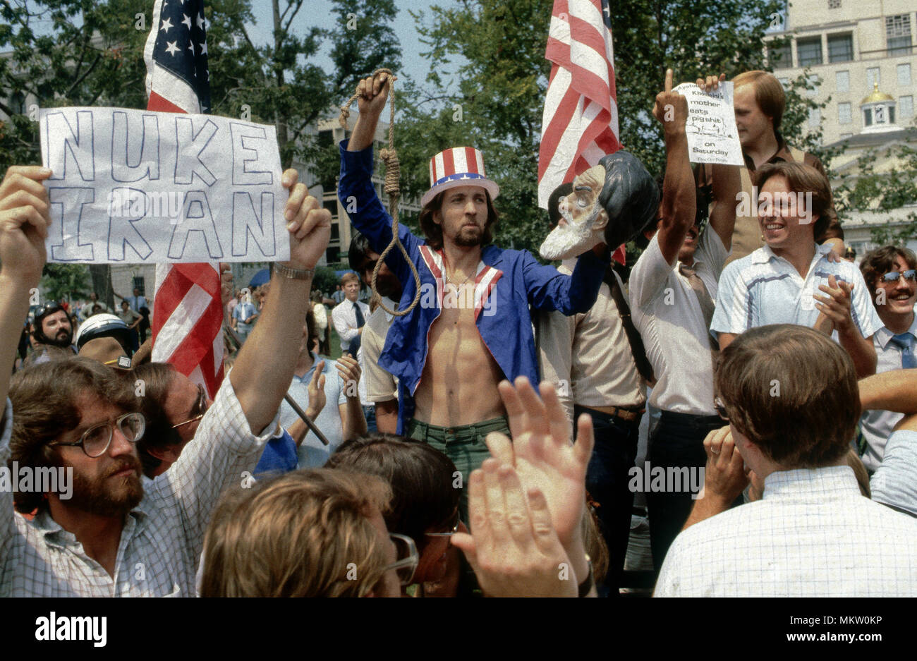 Washingtn DC., USA, 1980 Anti-Khomeini demostration in downtown DC ...