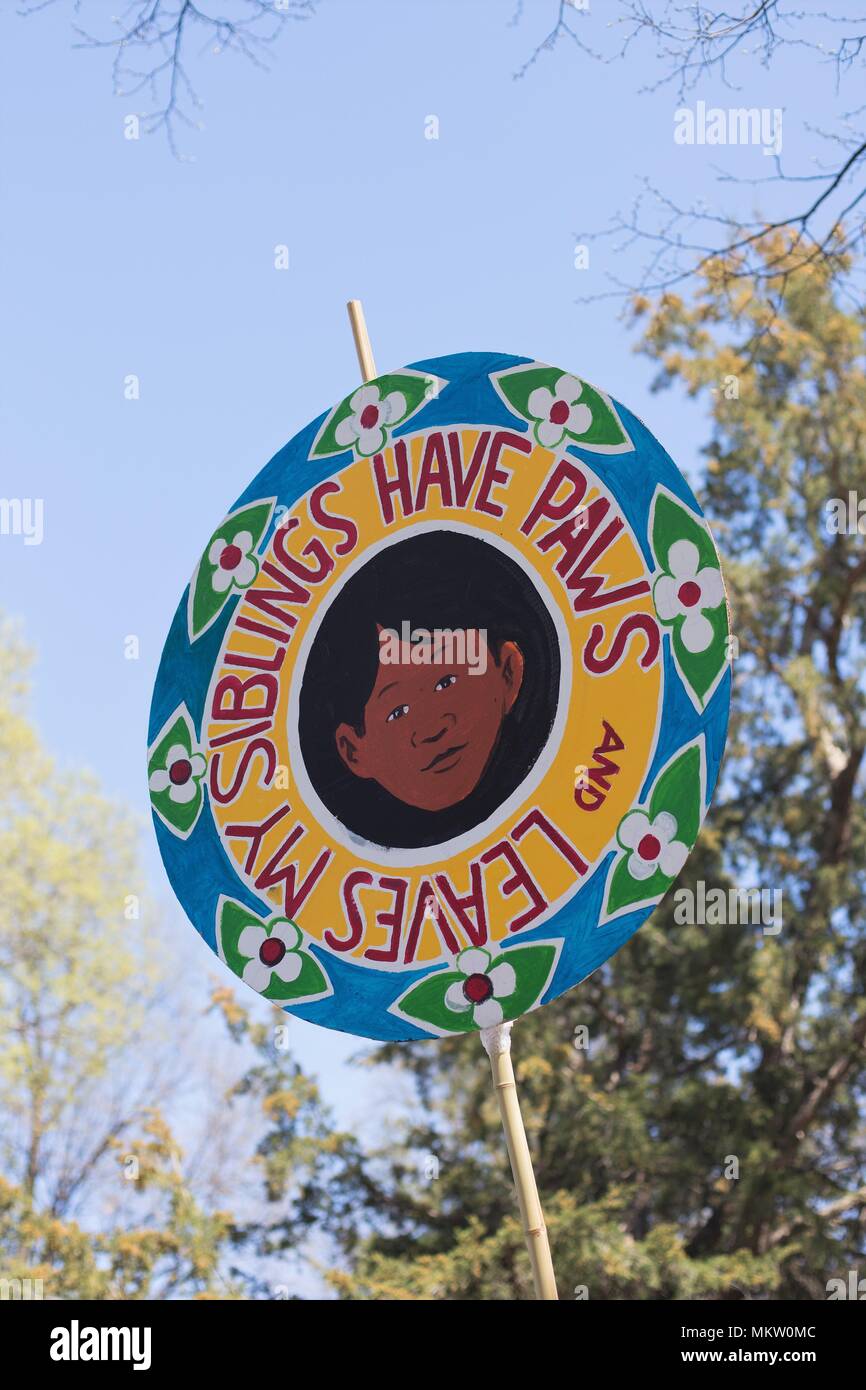 A sign at the May Day parade and festival in Minneapolis, Minnesota ...